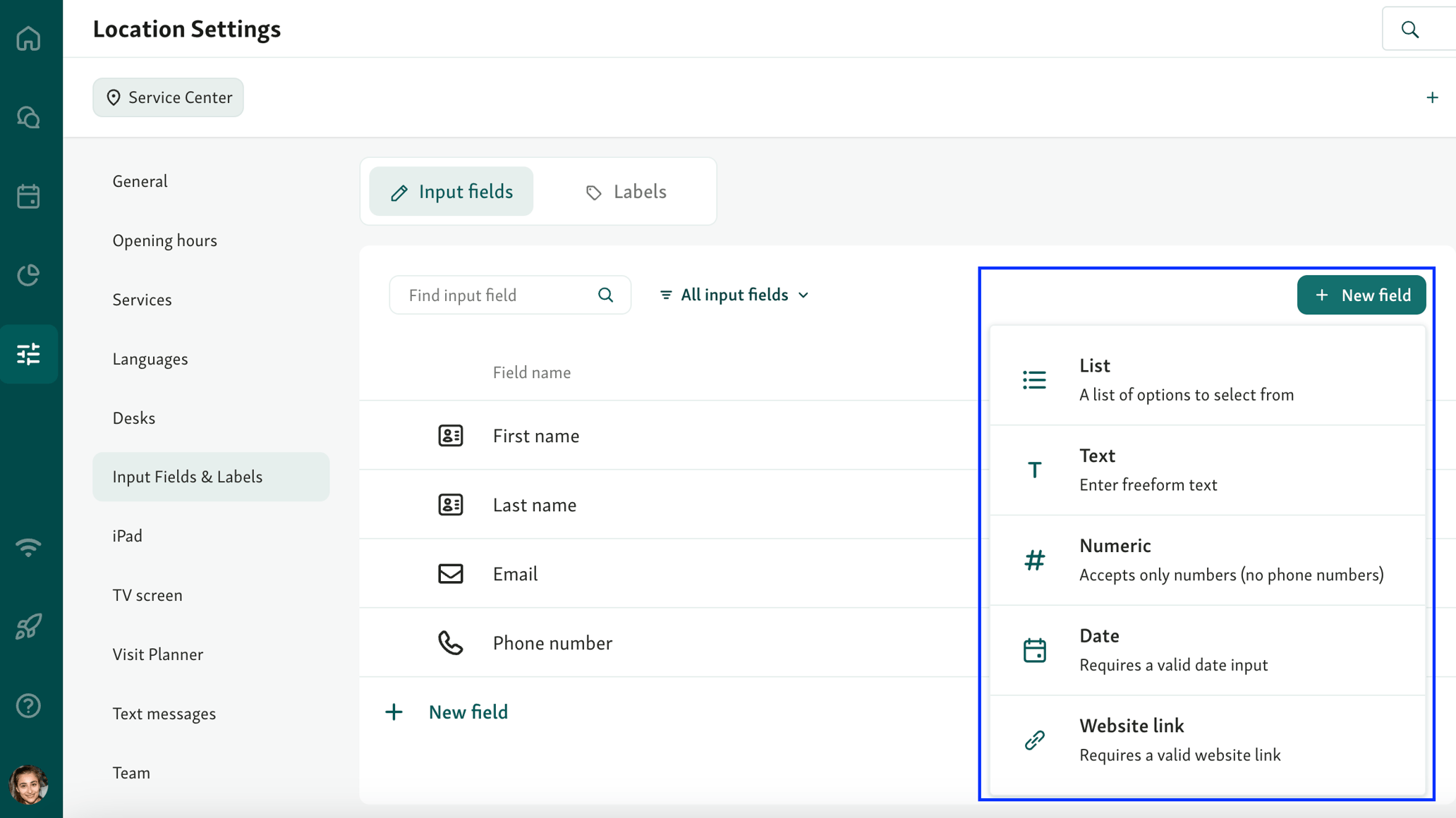 Create and manage Custom Input Fields